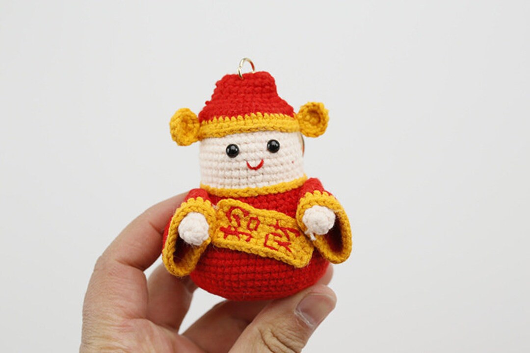 Finished Handmade China Wealth God Doll Wool Crochet Pendant Bag ...