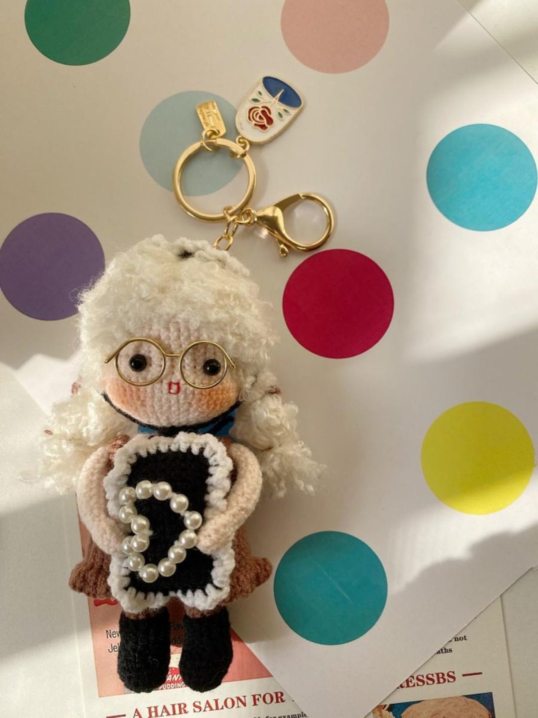 Hand-crocheted Wool Curly Hair Girl Creative Gifts Pendant Cute Doll ...