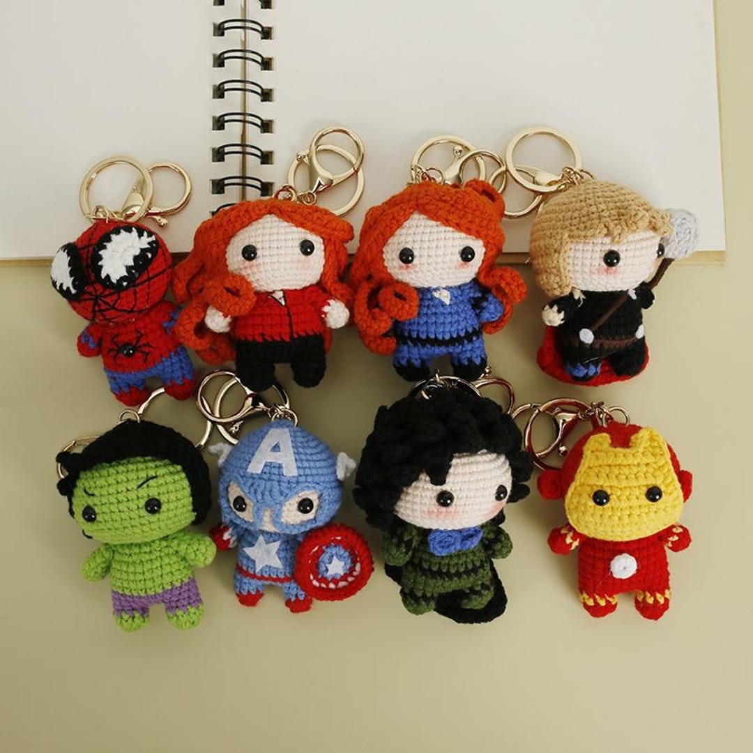Handmade Crochet Marvel Hero Dolls Cartoon Yarn Figurines, Finished ...