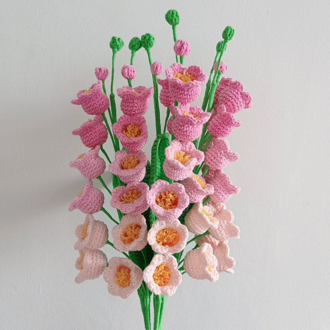 3 Pieces Handmade Crochet Bells Orchids Finished Simulated Flowers Home ...