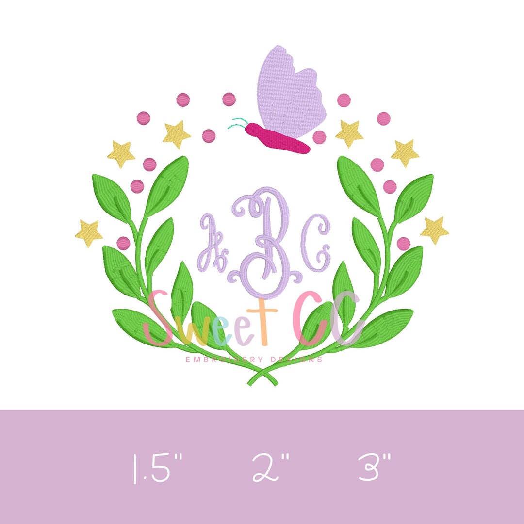 Butterfly Monogram Frame Machine Embroidery Design 4x4 5x7 6x10 Girl ...