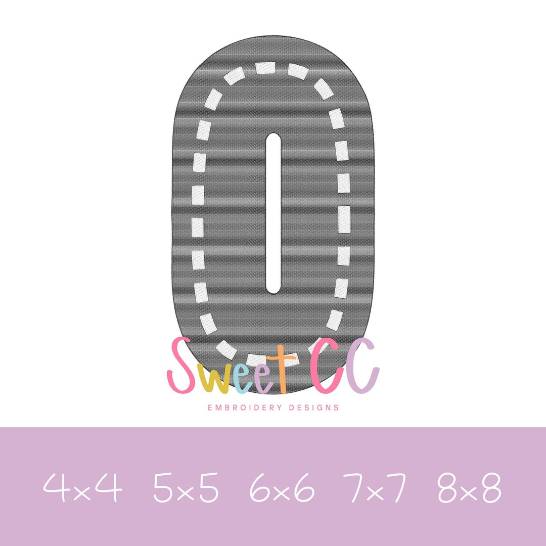 Race Track Number 0 Sketch Stitch Embroidery Design 4x4, 5x5, 6x6, 7x7 ...