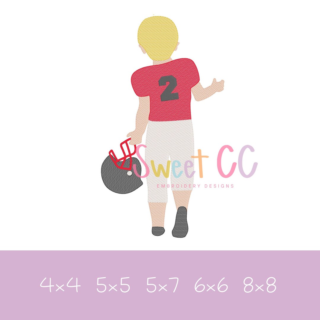 Tiny Football Player Sketch Stitch Machine Embroidery Design 4x4 5x5 ...