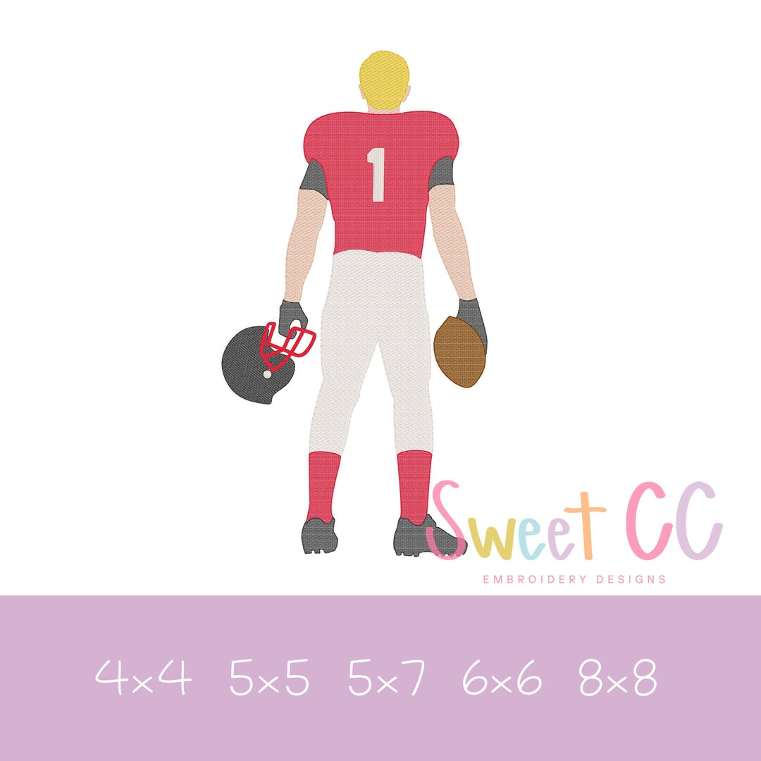 Football Player Sketch Stitch Machine Embroidery Design 4x4 - Etsy
