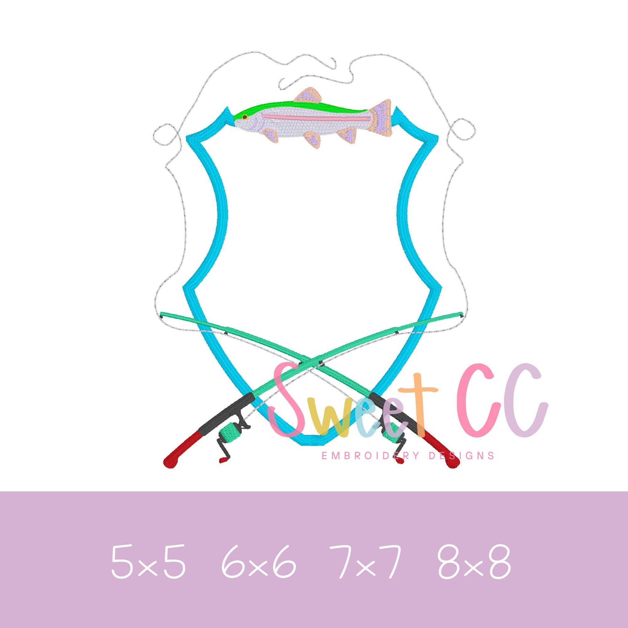Fishing Crest Fill Stitch Machine Embroidery Design 5x5 6x6 - Etsy