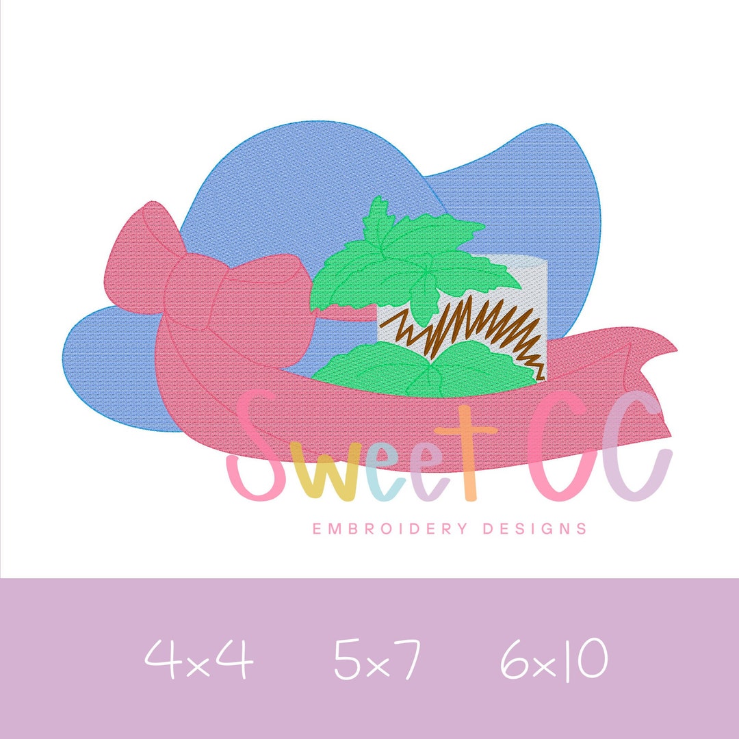 Derby Hat Sketch Machine Embroidery Design 4x4 5x7, 6x10 Kentucky Derby ...
