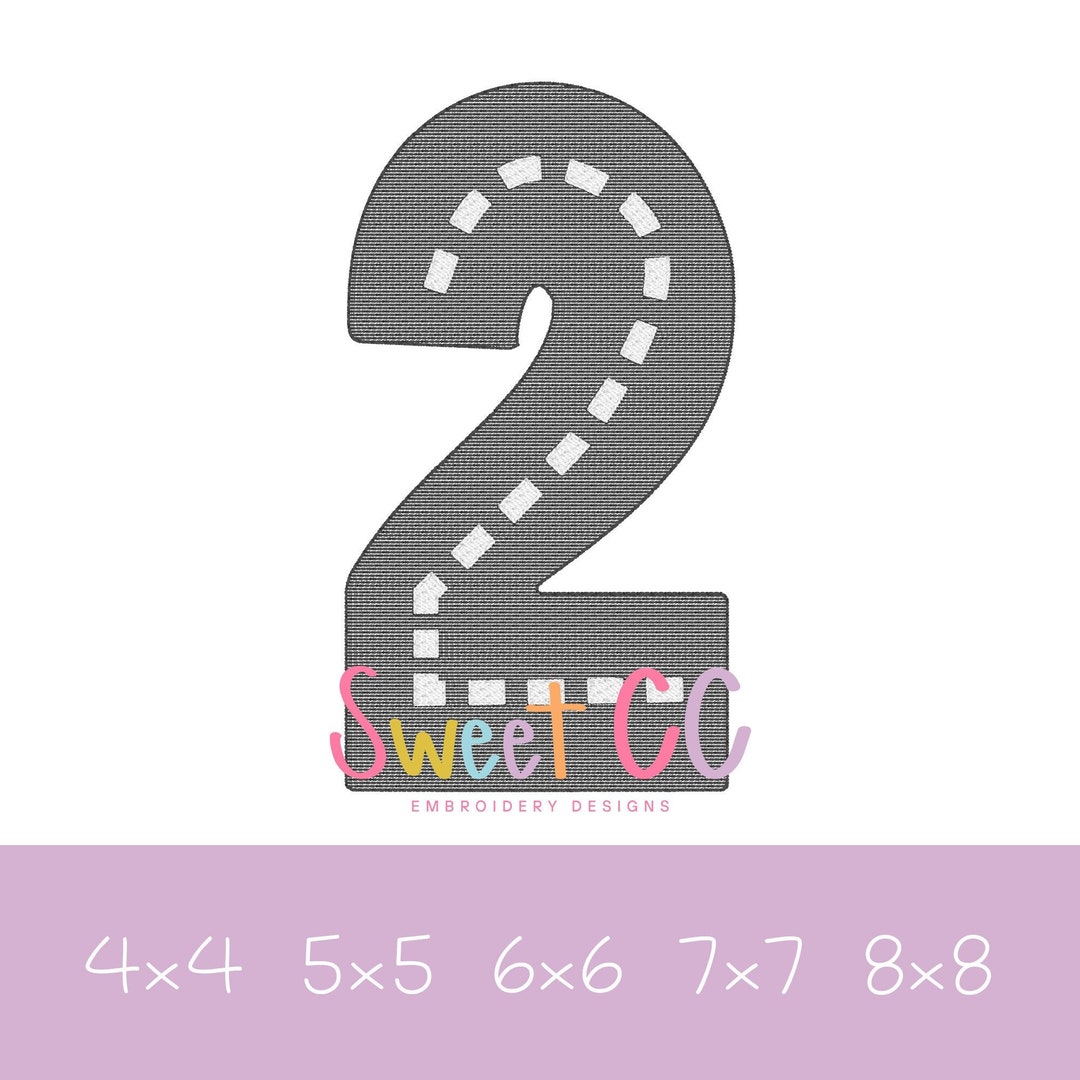 Race Track Number 2 Sketch Stitch Embroidery Design 4x4, 5x5, 6x6, 7x7 ...