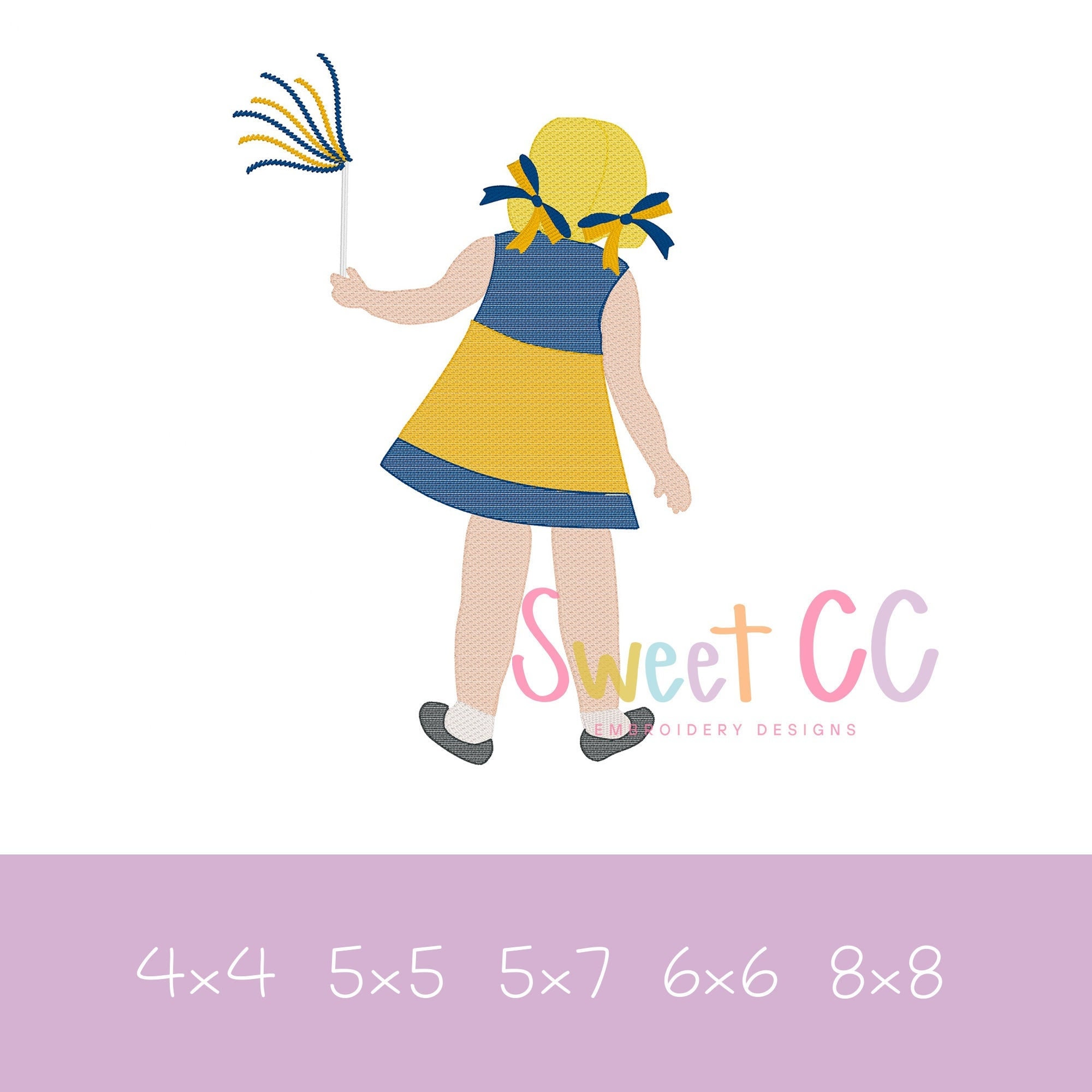 Cheerleader Sketch Stitch Machine Embroidery Design 4x4 5x5 5x7 6x6 8x8 ...
