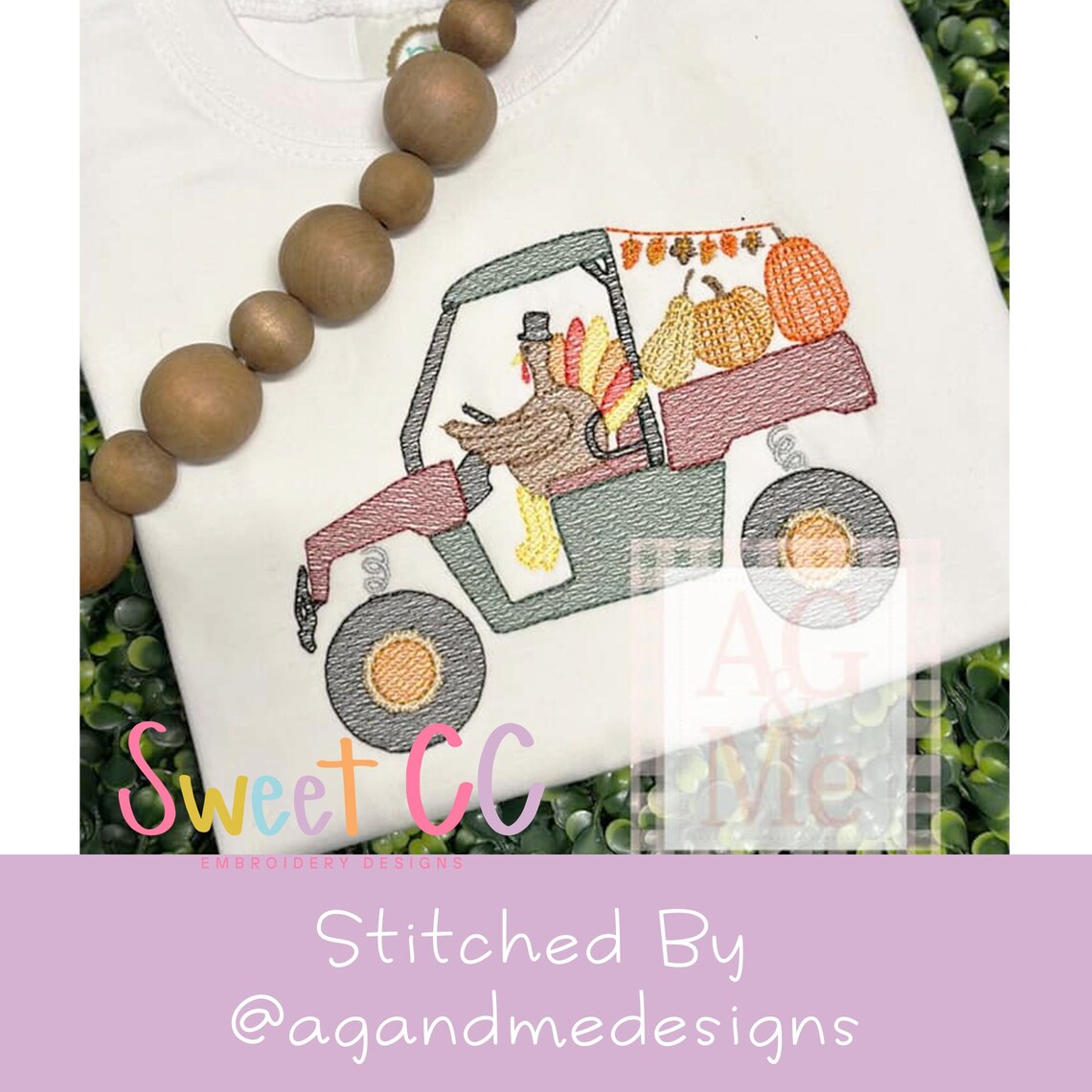 Happy Turkey All Terrain Vehicle Sketch Stitch Embroidery Design 4x4 ...