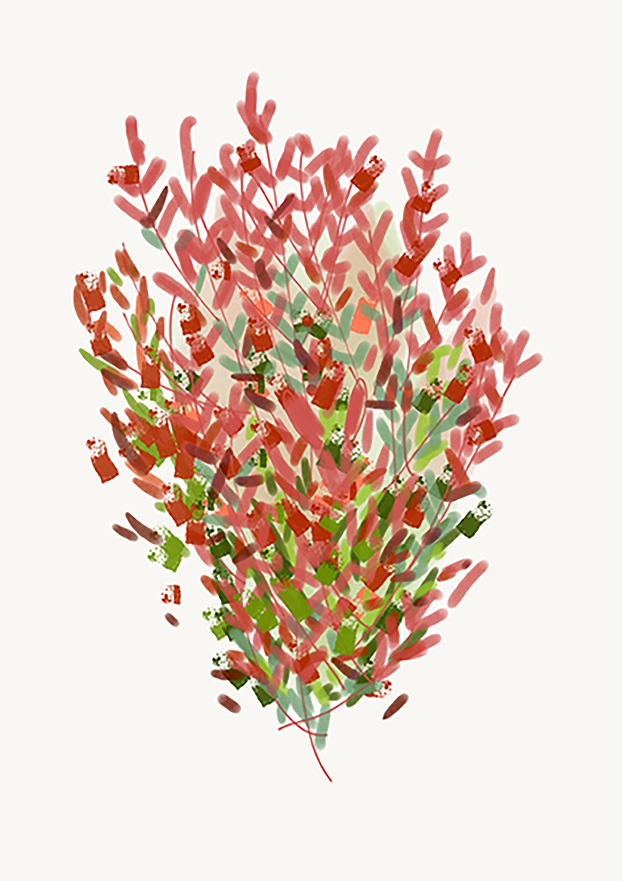 Autumn Tree Painting digital Red Robin Bush Drawing Print Signed and ...