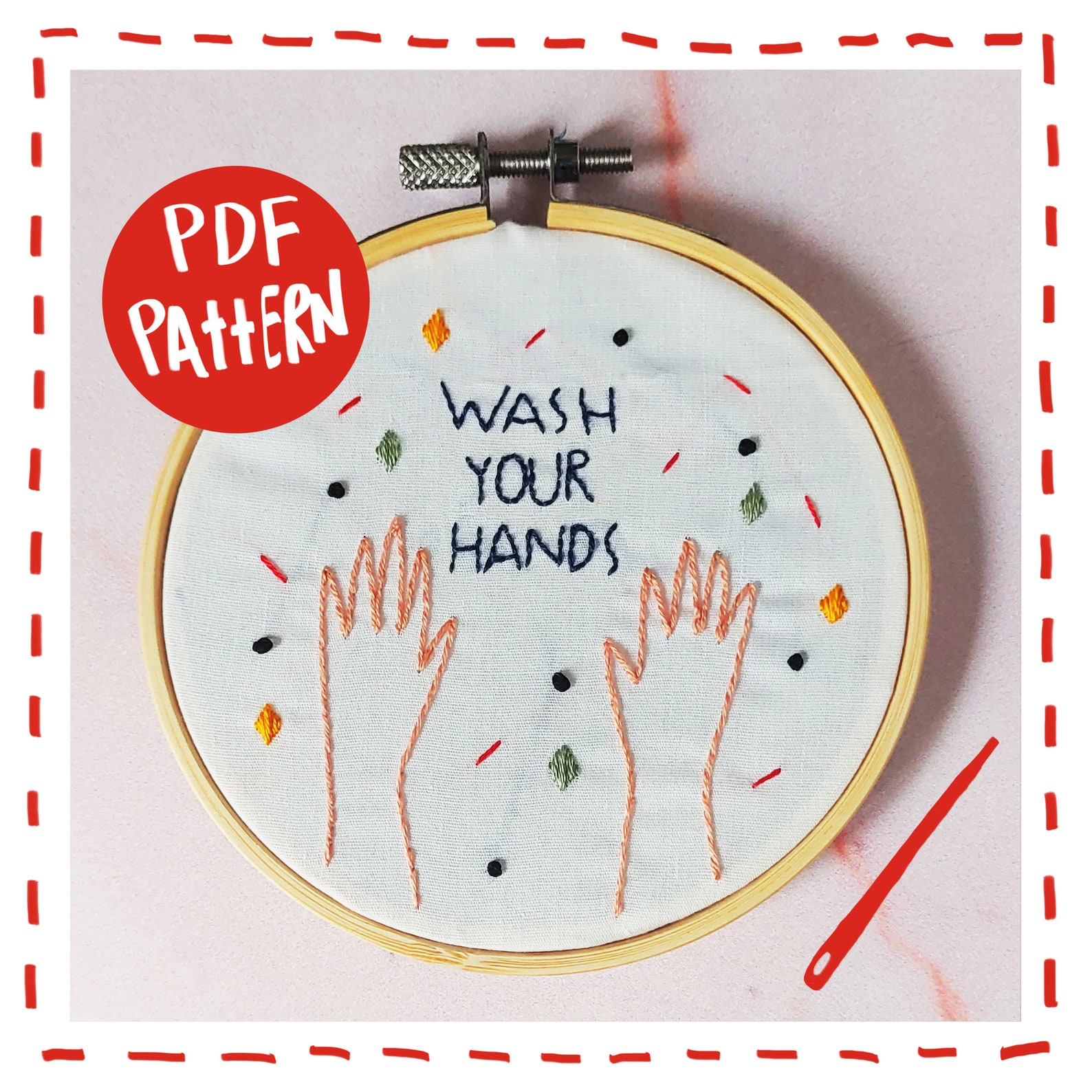 Pdf Pattern. Wash Your Hands Hand Embroidery Tutorial. Hand Washing ...