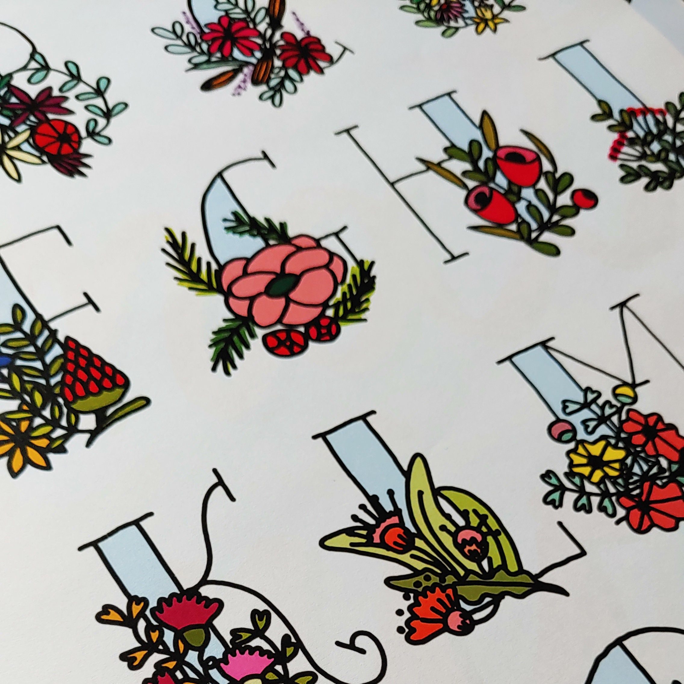 Flower Letters Alphabet Poster Print SHIPPING INCLUDED - Etsy