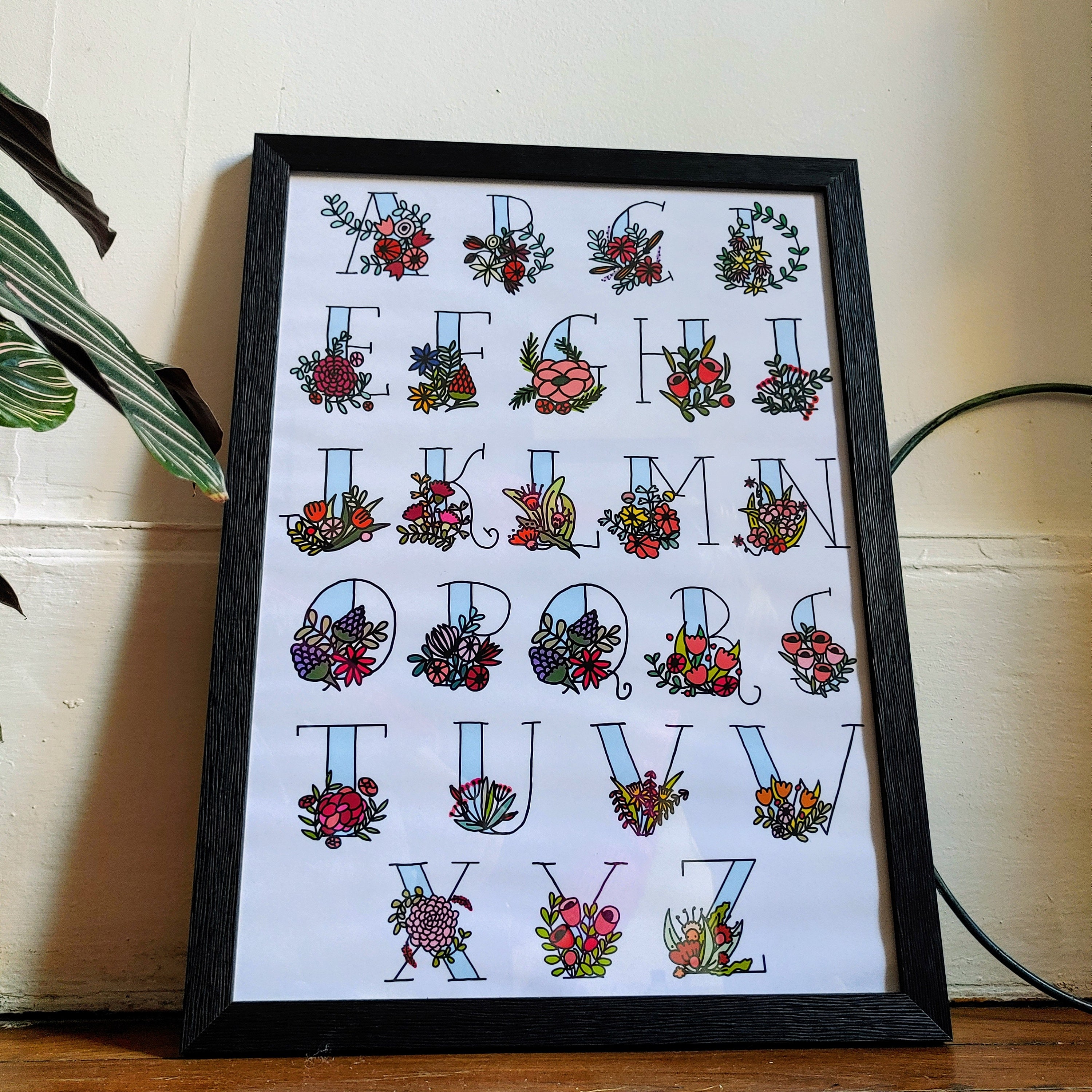 Flower Letters Alphabet Poster Print SHIPPING INCLUDED - Etsy
