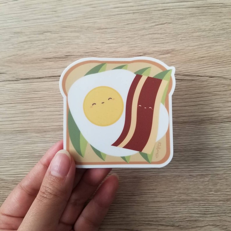 Toast Sticker Cute Toast Stickers Fried Egg Sticker Bacon | Etsy