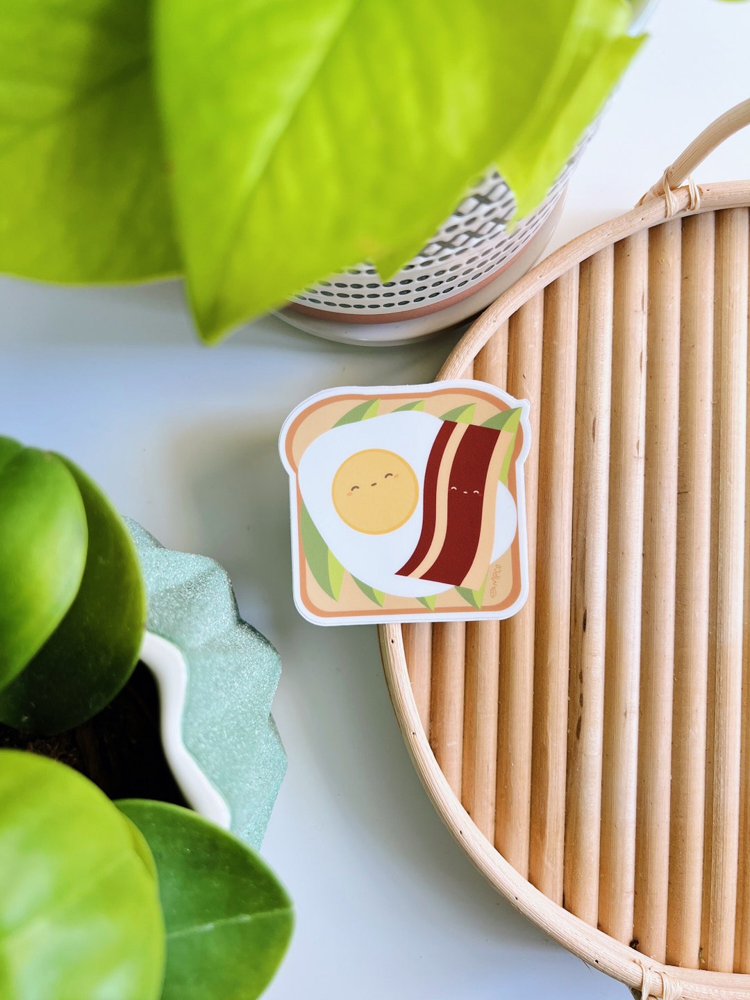Toast Sticker Cute Toast Stickers Fried Egg Sticker Bacon - Etsy