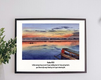 Customizable Cloudy Blue Watercolor Personalized Christian Bible Verse ...