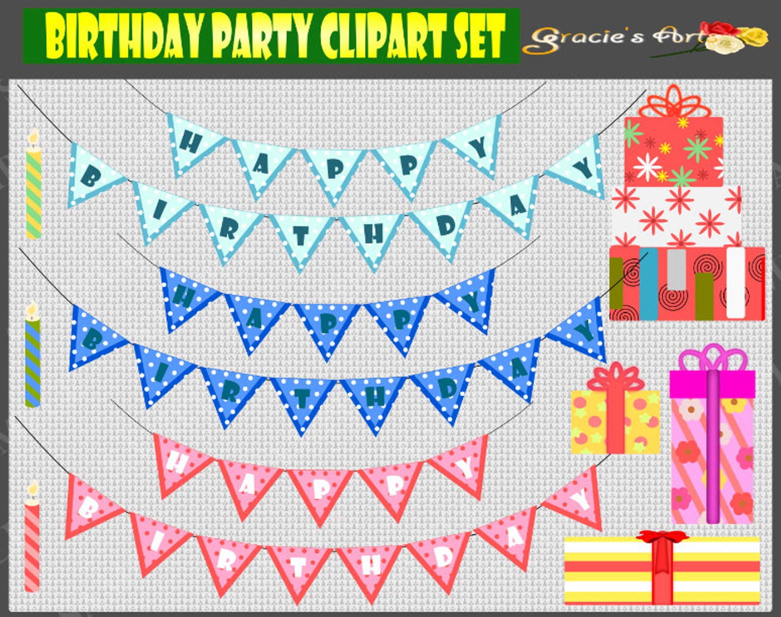 Birthday Party Clipart Set Part 1 - Etsy