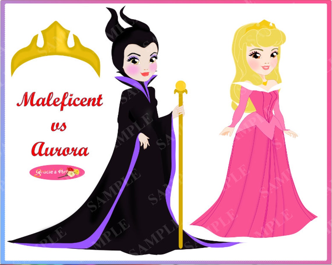 Maleficent Vs Aurora: Sleeping Beauty Clipart Set PNG &JPEG Format - Etsy