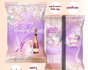 Digital Printable no Shipping CHIP BAG Label Carnival | Etsy