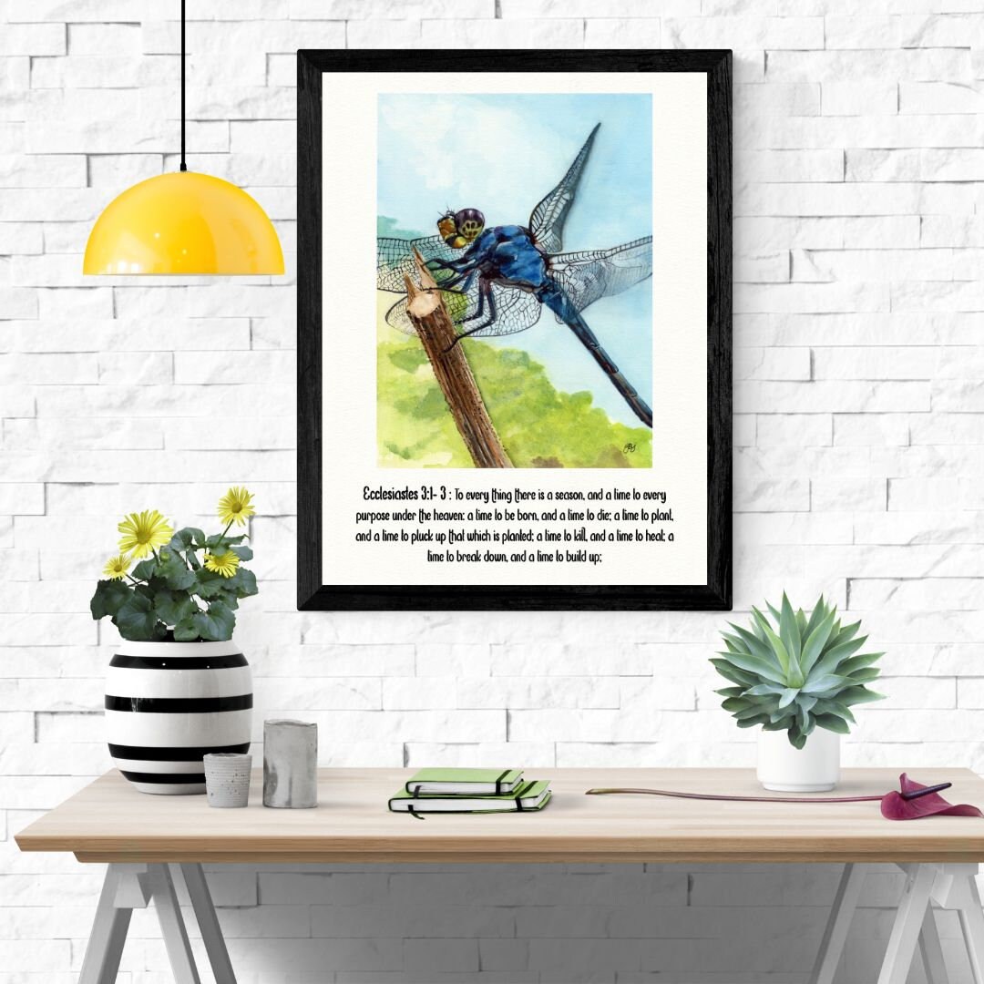 Customizable Dragonfly Watercolor Personalized Bible Verse High-res ...