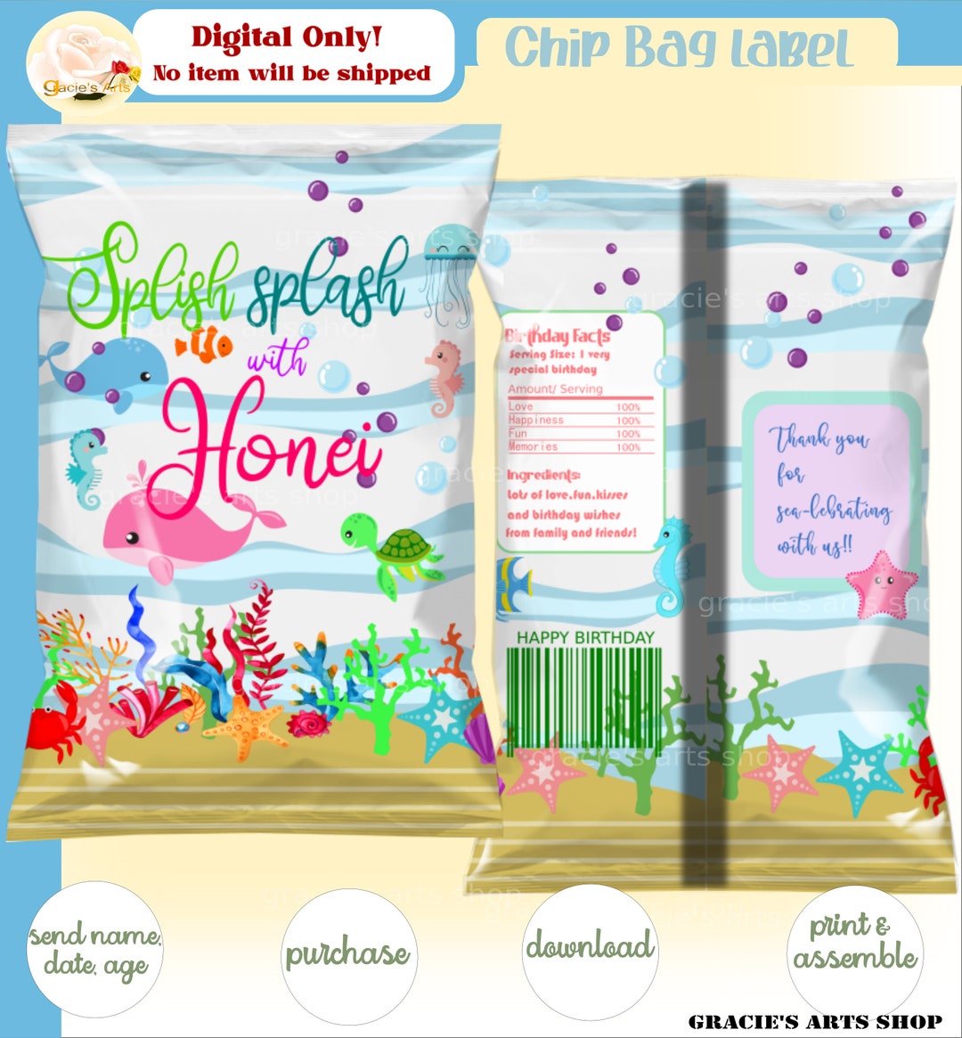 Digital Printable no Shipping CHIP BAG Label Underwater - Etsy