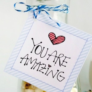 You Are Amazing Favor Tag Printable Appreciation Thank You Label Hand ...