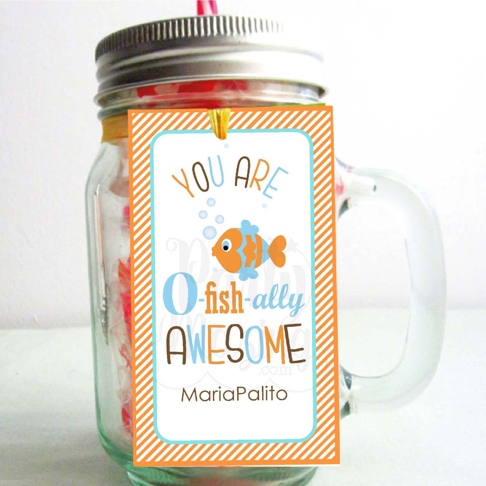 O-fishally Awesome Favor Tag Printable Friendship Label - Etsy
