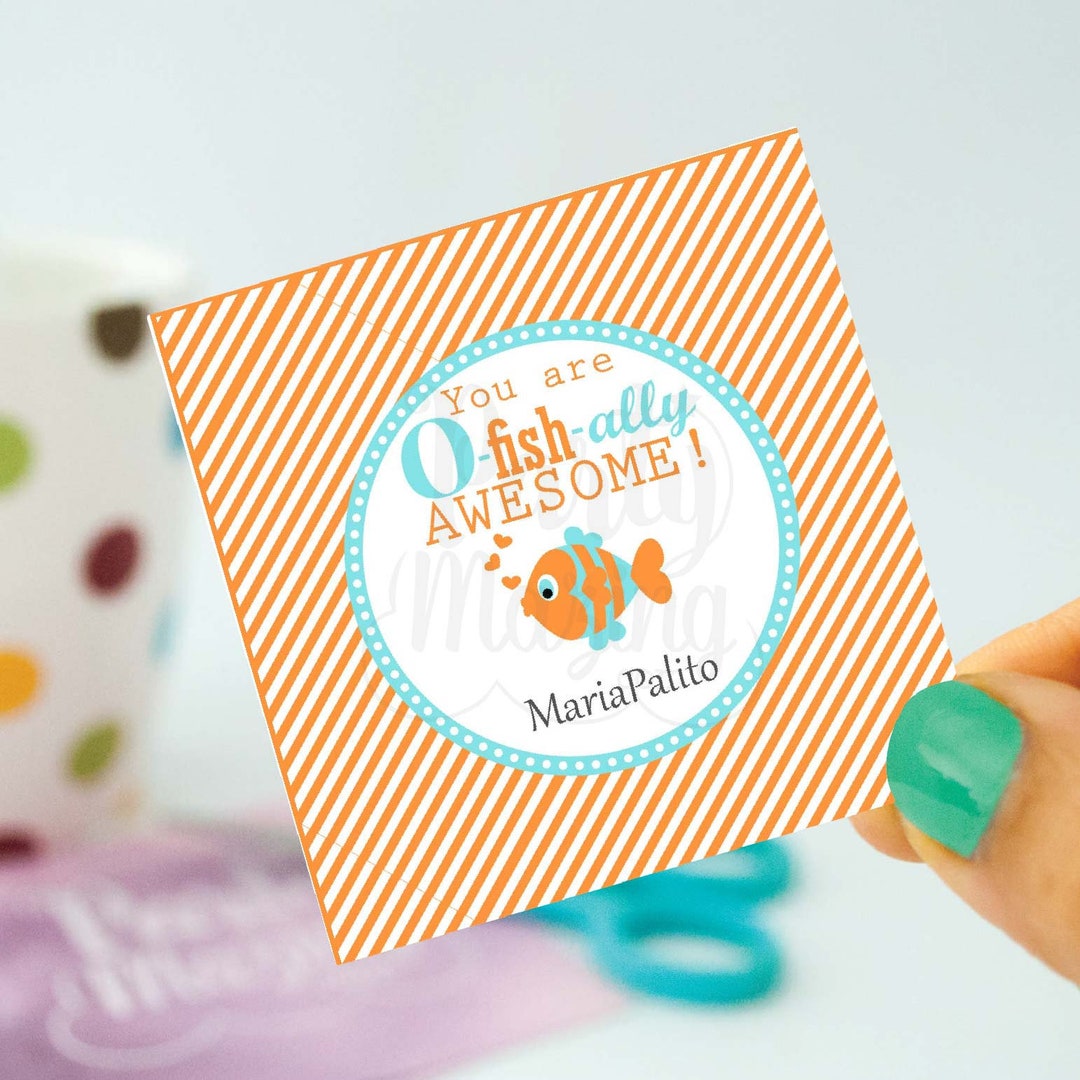 You Are Awesome Printable Gift Tag Thank You Goldfish Label Staff ...