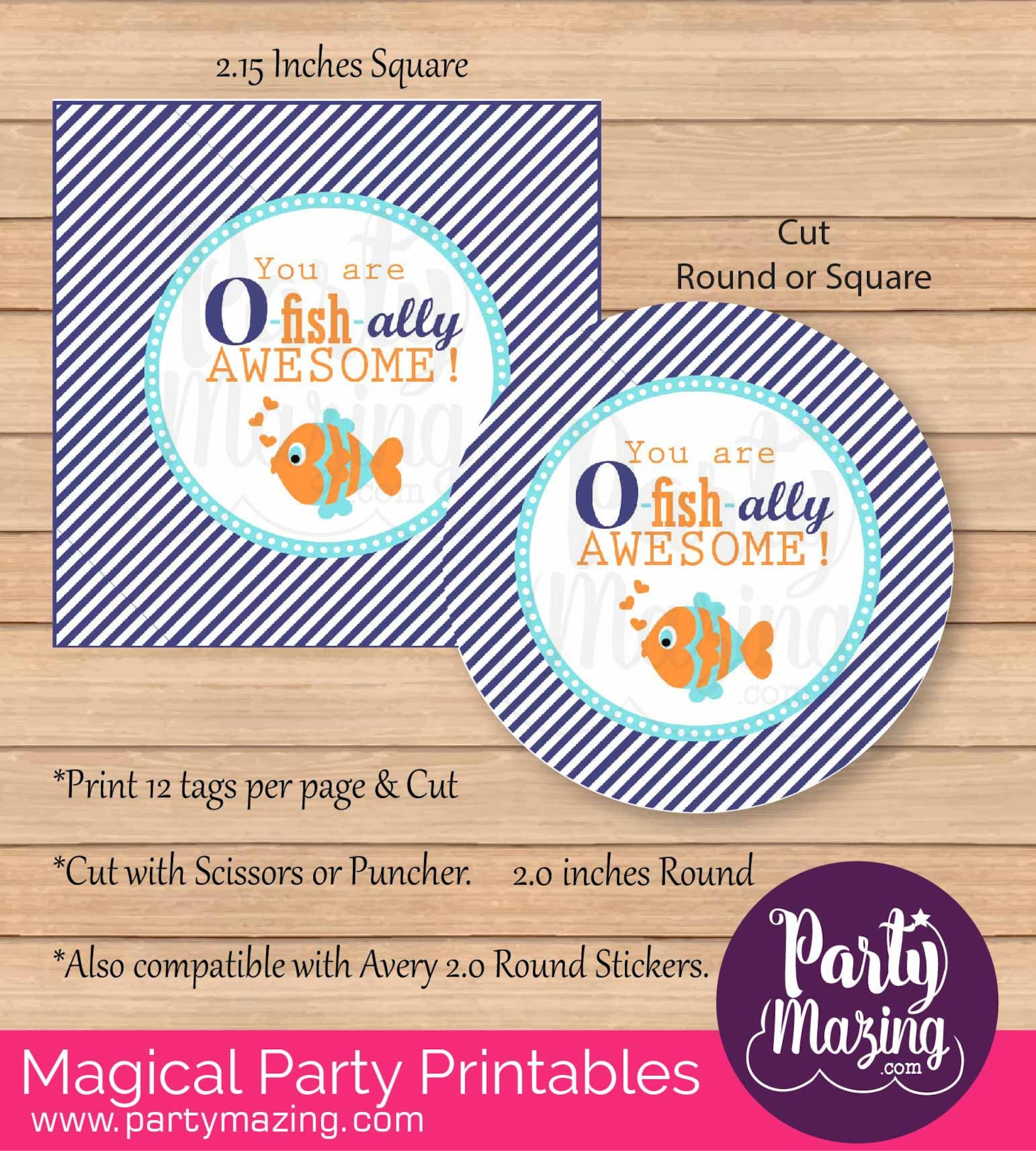 O-fish-ally Awesome Printable Tags Goldfish Thank You Gift - Etsy