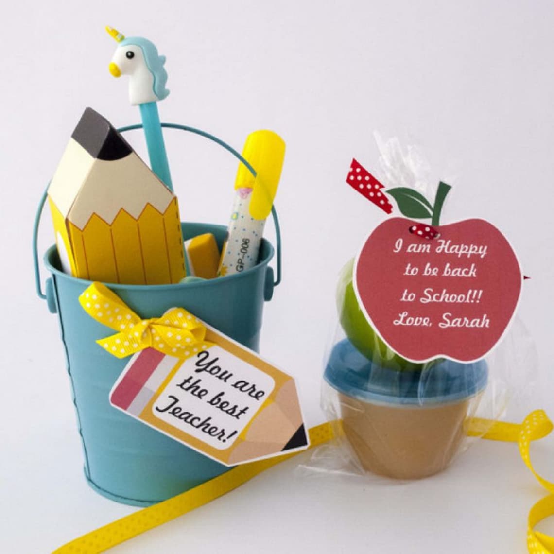 Apple and Pencil Tag Printable School Teacher Appreciation | Etsy