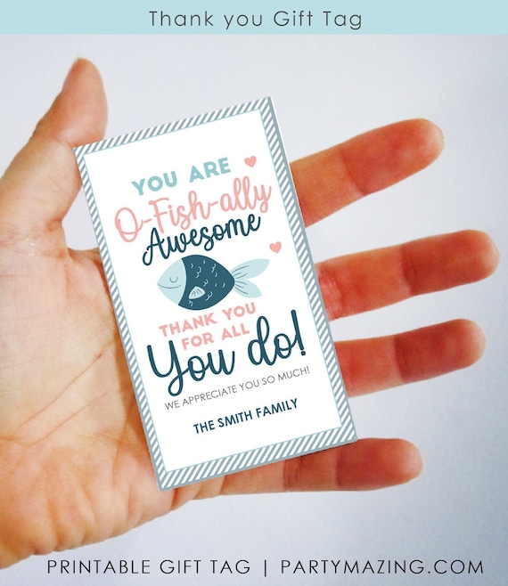 You Are Ofishally Awesome Gift Tag Fish Printable Long Label - Etsy