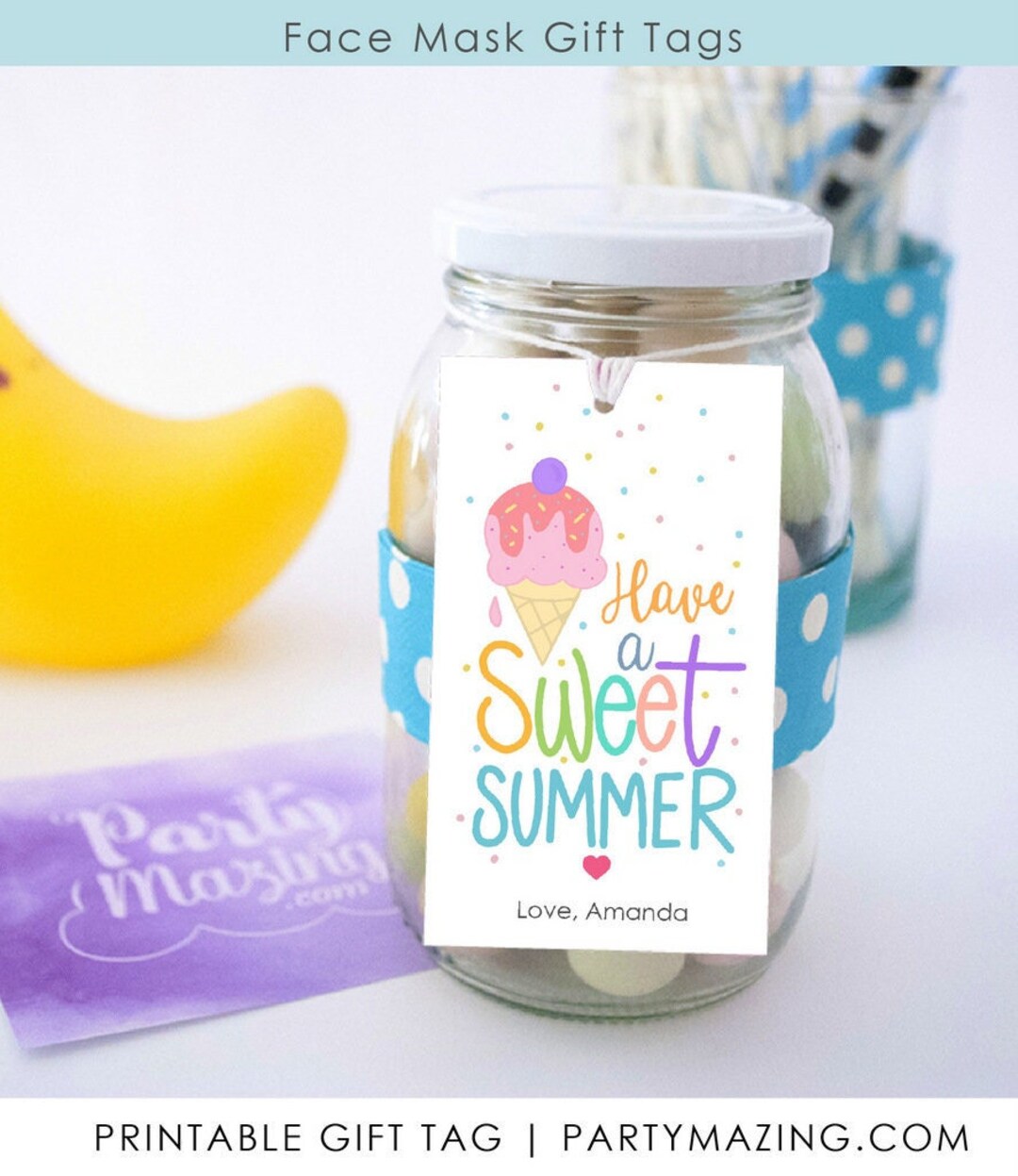 Sweet Summer Printable Treat Tag, Ice Cream Pool Party Tag Editable ...