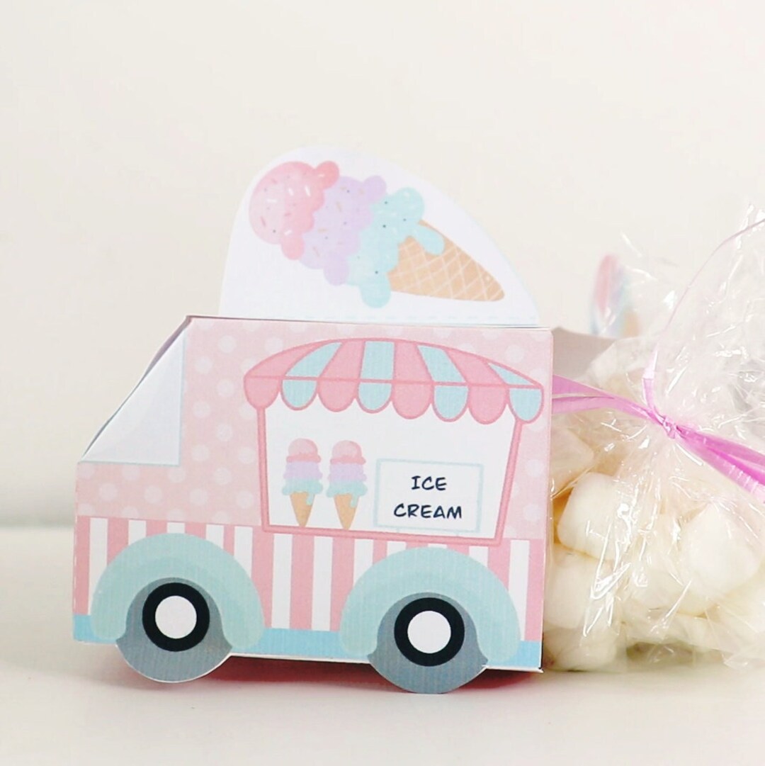 Ice Cream Truck Box Printable Birthday Paper Box Craft Kit Ice Cream ...