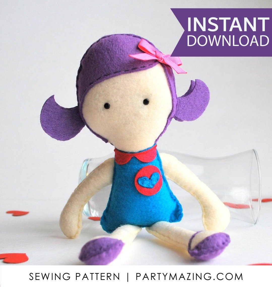 Easy Plush Doll Sewing Pattern | Violet Rack Doll DIY Template Easy-to ...