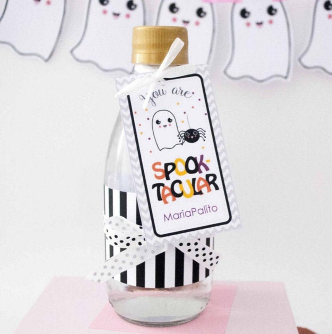 Spooktacular Party Tags, Personalized Halloween Favor Tags With Kawaii ...