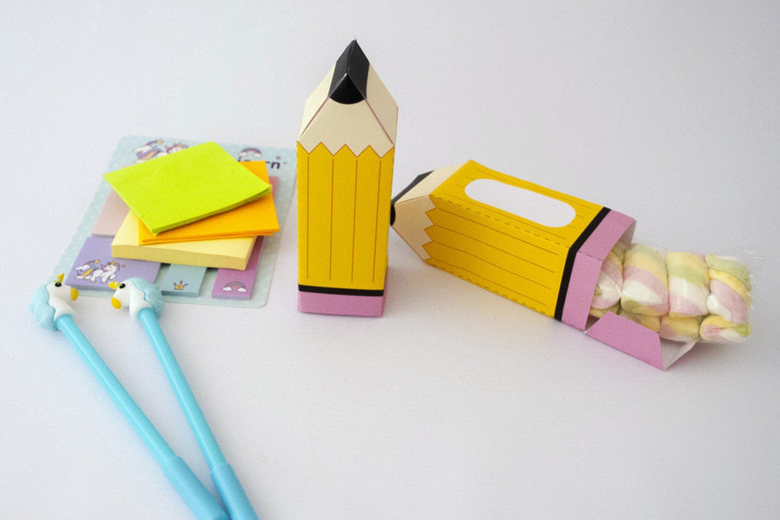 Yellow Pencil Box Printable Template DIY Teacher School Gift - Etsy