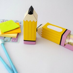 Yellow Pencil Box Printable Template DIY Teacher School Gift Box ...