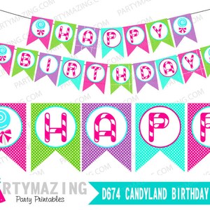 Candyland Printable Banner| DIY Personalized Girl Birthday Garland ...