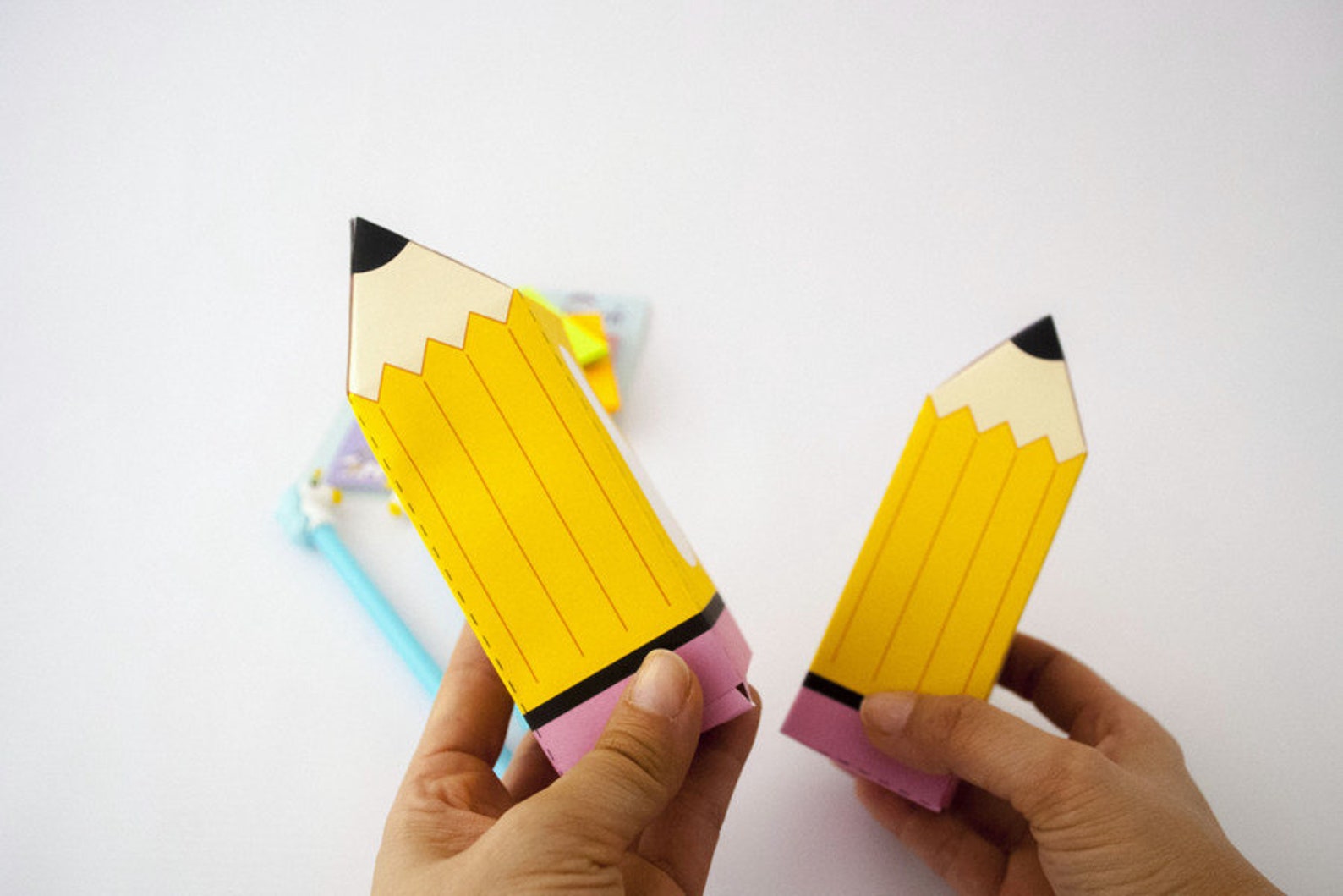 Yellow Pencil Box Printable Template DIY Teacher School Gift - Etsy