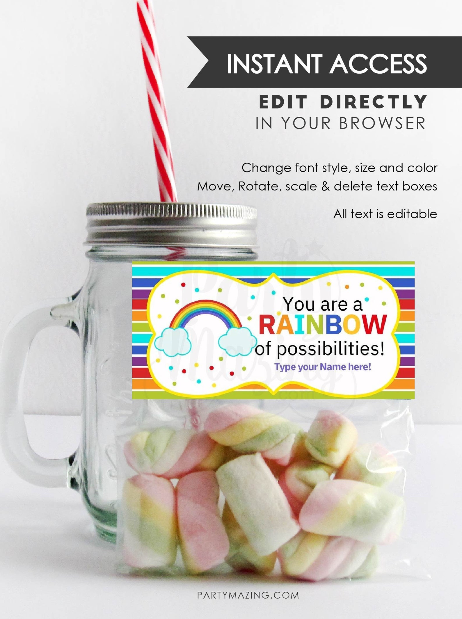 You Are a Rainbow of Possibilities Printable Bag Topper Personalized ...