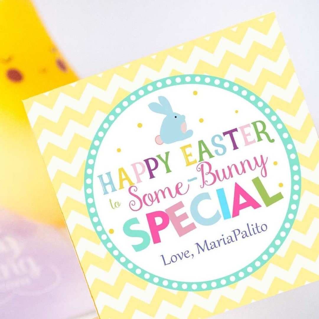Happy Easter Gift Tag Printable Party Favor Label Template Some-bunny ...