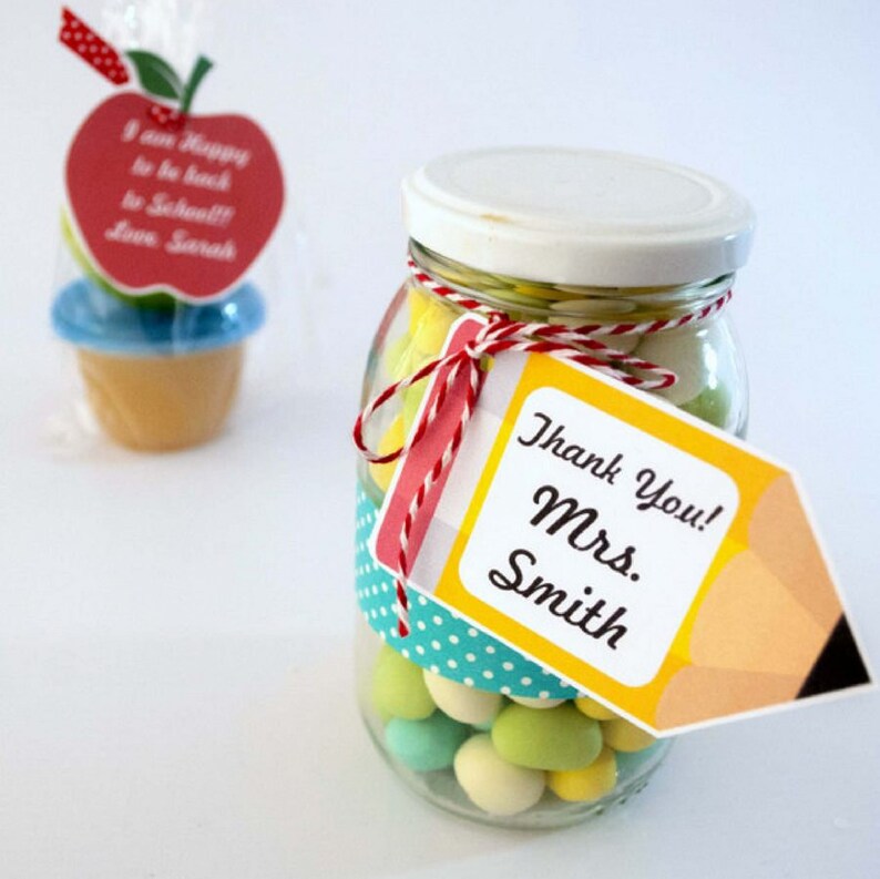 Apple and Pencil Tag | Printable School Teacher Appreciation Tag E034 ...