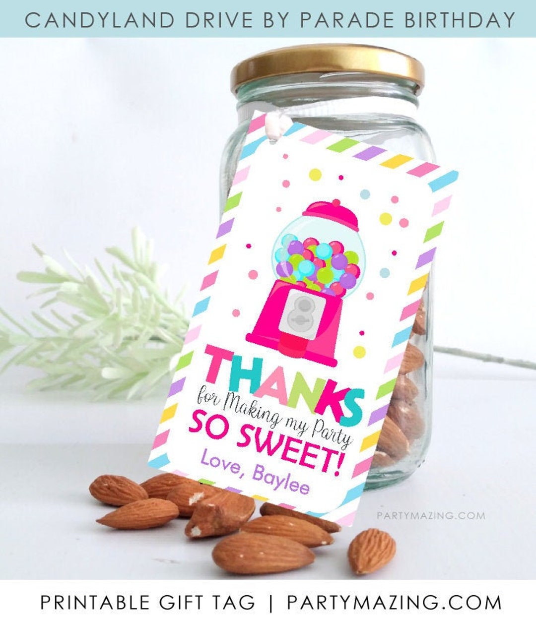 Candyland Favor Tag Printable Thank You Girl Birthday Party Gift ...
