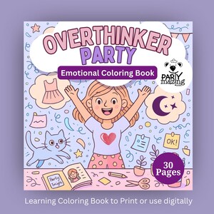 Printable Story Coloring Book Overthinking Party | Emotional Anti ...