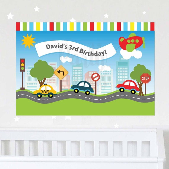 Transportation Birthday Backdrop Sign Printable Large Scale - Etsy