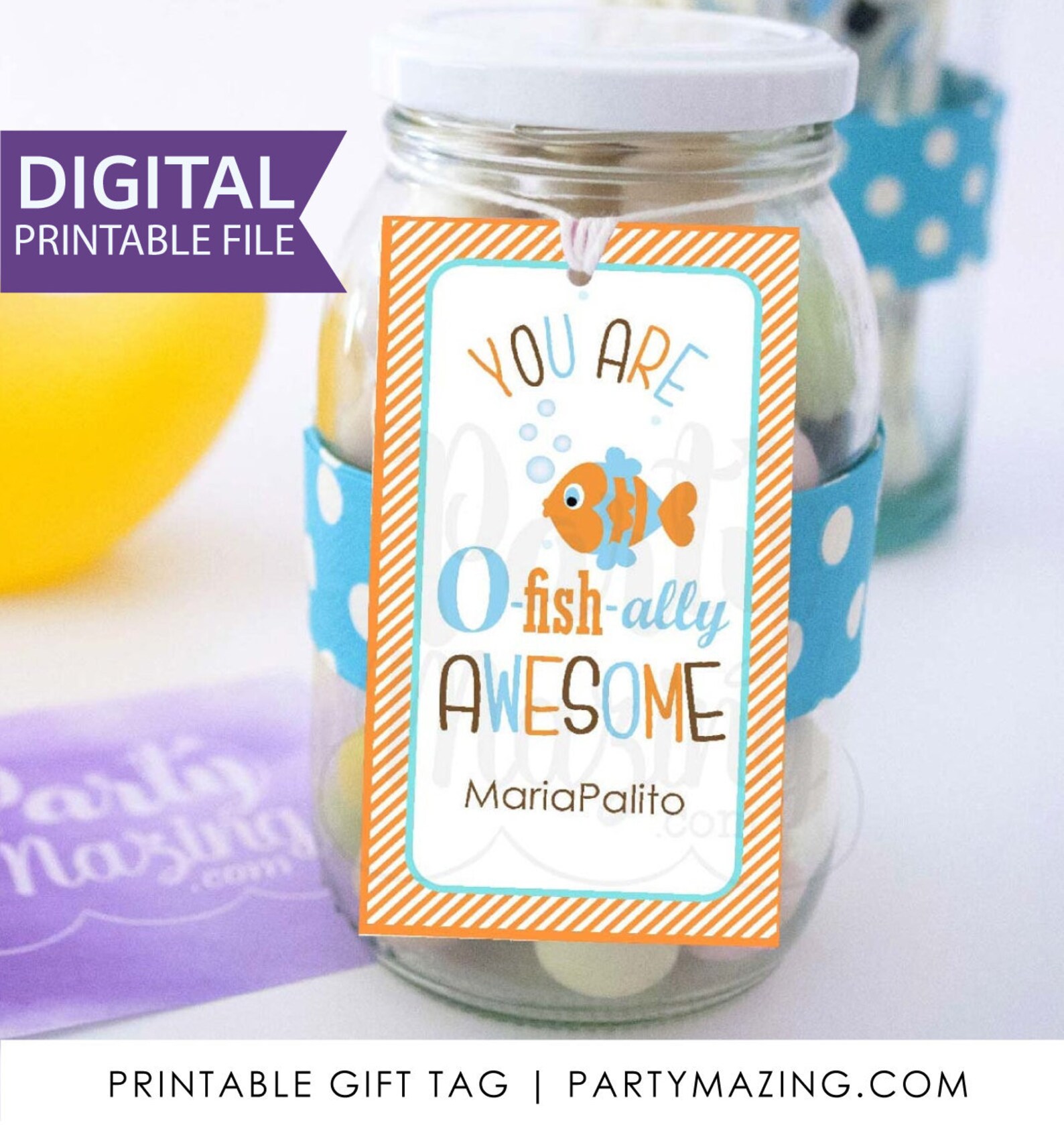 O-fishally Awesome Favor Tag Printable Friendship Label - Etsy