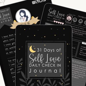 31 Days of Self-love Digital Journal Guided Darkmode Illustrated Daily ...