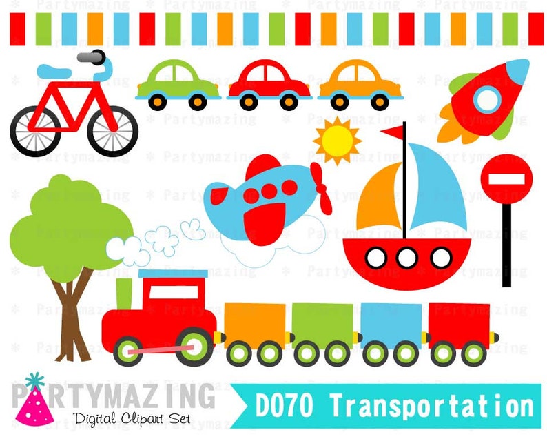 Transportation Clipart Set Train cars and Planes Graphics | Etsy