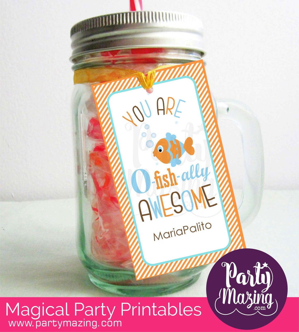 O-fishally Awesome Favor Tag Printable Friendship Label - Etsy