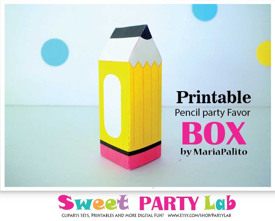 Yellow Pencil Box Printable Template DIY Teacher School Gift Box ...